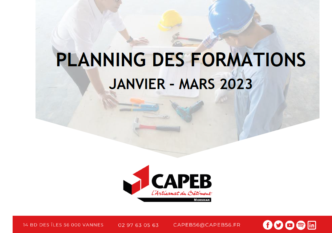 Planning des formations dans le bâtiment ・ CAPEB